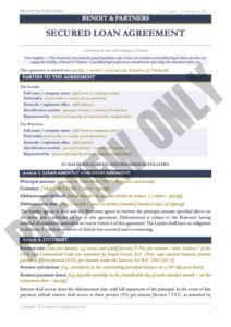 Secured Loan Agreement Thailand – Free Legal Template
