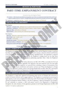 Part-Time Employment Contract Thailand – Free Legal Notice